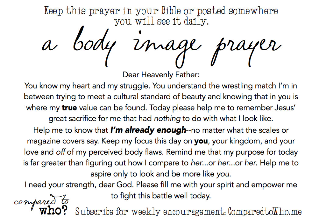 Body Image Prayer | Compared to Who? Body Image Help for Christians